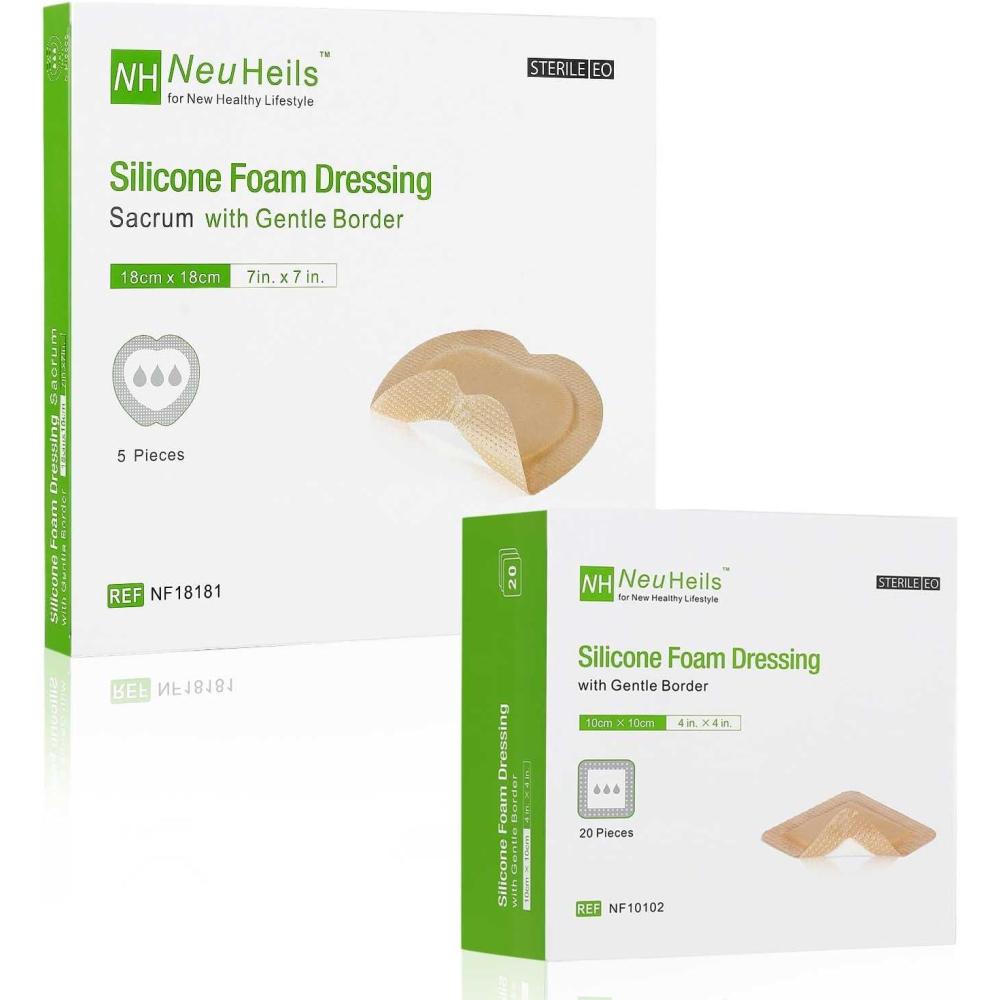 4×4 (20pks) + 7×7 (5pks) Silicone Foam Dressing for Bed Sore by ...